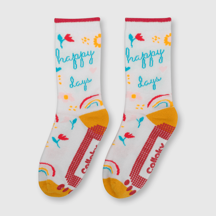 Medias de niña antideslizante blanco - Colloky Peru